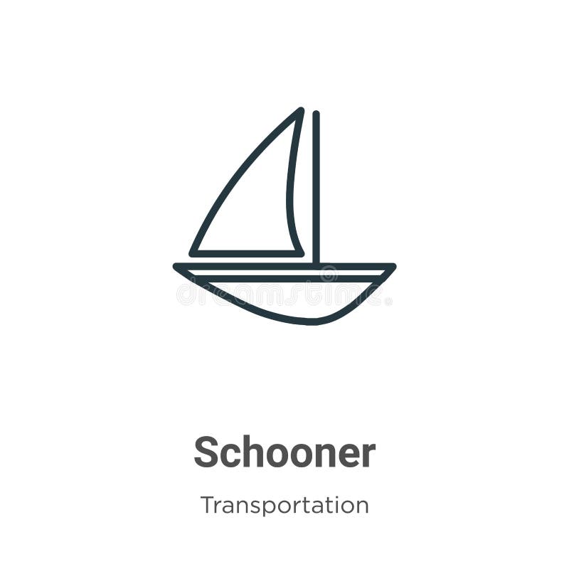 Schooner Outline Vector Icon. Thin Line Black Schooner Icon, Flat ...