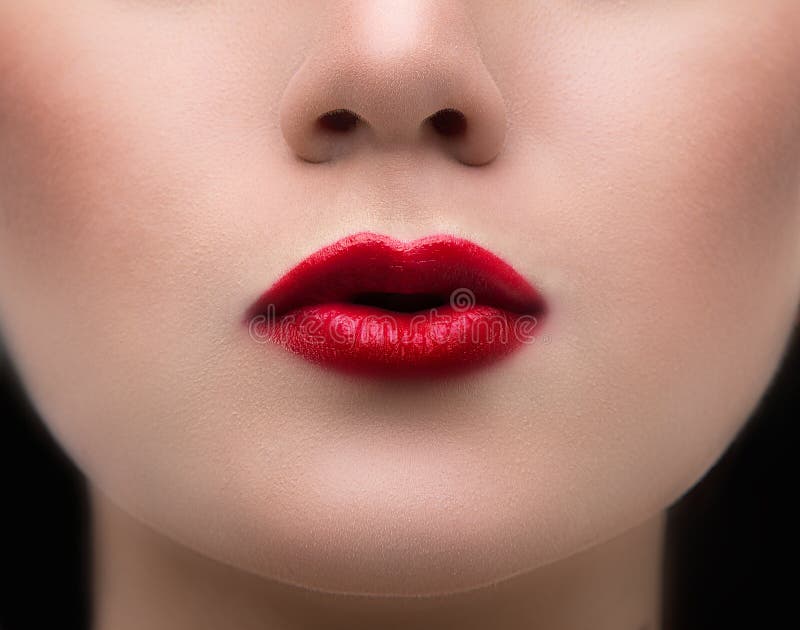 Schoonheids Rode Lippen stock afbeelding. Image of perfect - 49918679