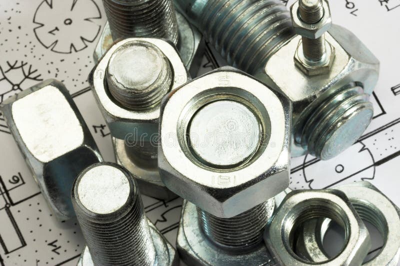 Schrauben und Muttern stockbild. Bild von connector, connection - 8151647
