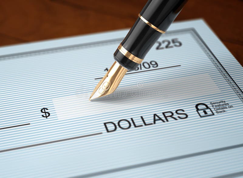 Einen Scheck ausstellen stockfoto. Bild von geld, brunnen - 5838488