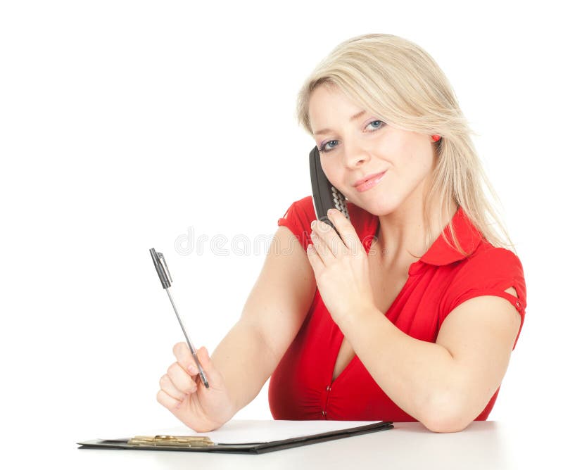 Eine Junge Frau Beim Schreiben Anrufen Stockfoto - Bild von baumuster ...