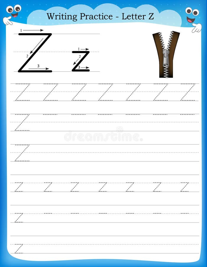 Schreibübung Buchstabe Z vektor abbildung. Illustration von aktivität ...