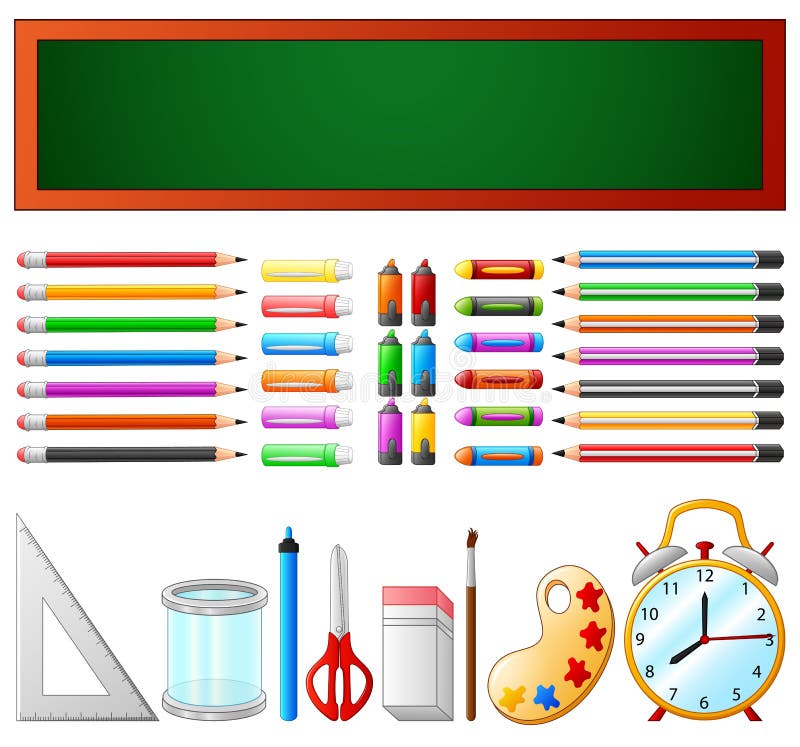 Schulbedarf und Tafel vektor abbildung. Illustration von glas - 68367261