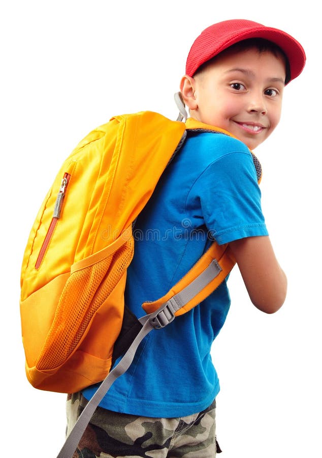 Schulkind Mit Dem Rucksackspringen Stockfoto - Bild von hart, rückseite ...