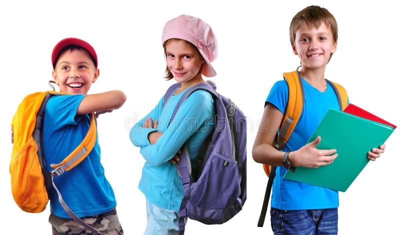 Kind mit mit Rucksack stockbild. Bild von porträt, glücklich - 63444997