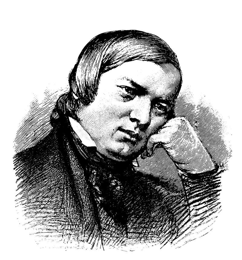 Schumann stock vector. Illustration of engraved, celebrity - 130007621
