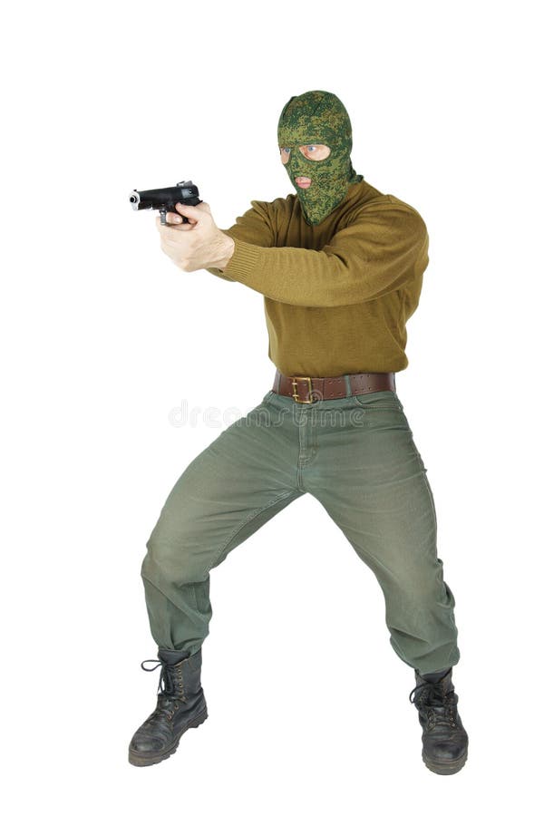 Schutter met een pistool stock foto. Image of agressie - 35343586