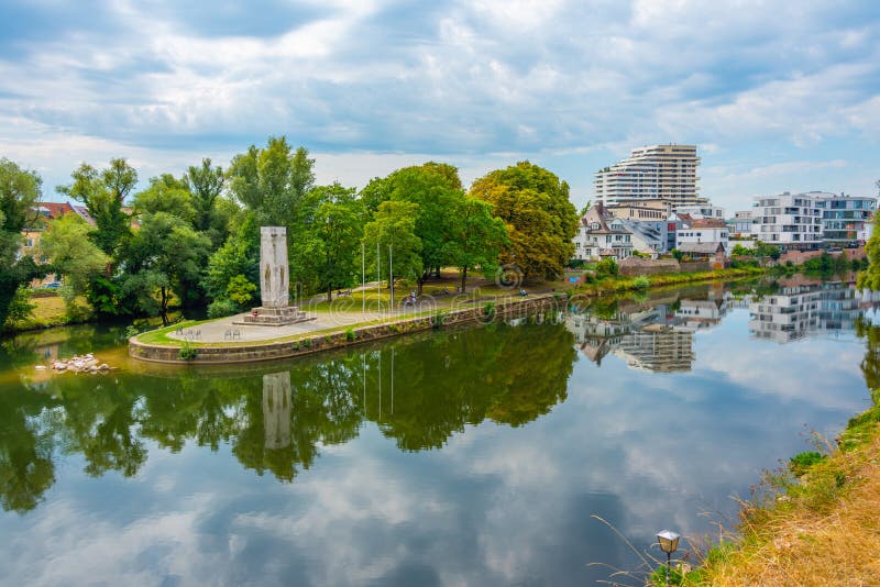 Schwal Monument at German Town Ulm Stock Photo - Image of bank ...