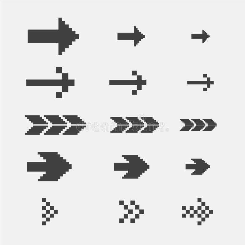 8 Bit Pixel Pfeile in Kreisen Vektor Satz Von Symbolen Sammlung Von ...