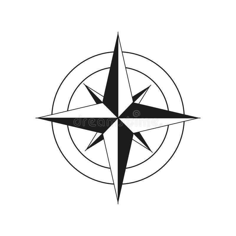 Schwarze Windrose Lokalisiert Auf Weiß Vektor Abbildung - Illustration ...