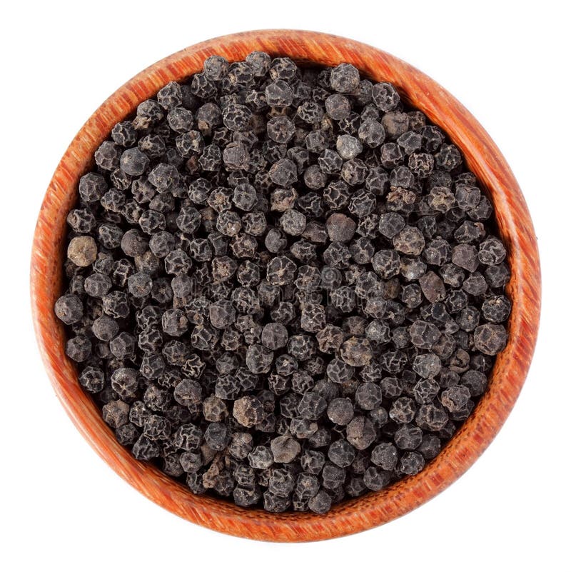 Schwarzer Pfeffer in Einer Glasschüssel Auf Weißem Hintergrund ...