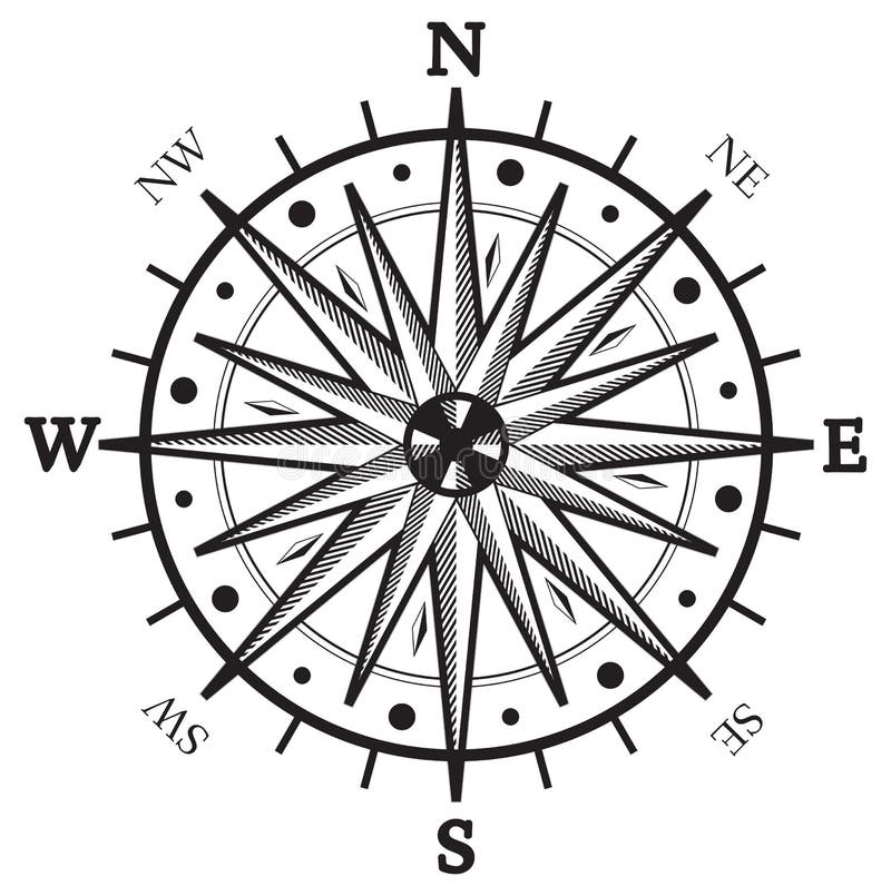Windrose alt vektor abbildung. Illustration von grad - 13597980
