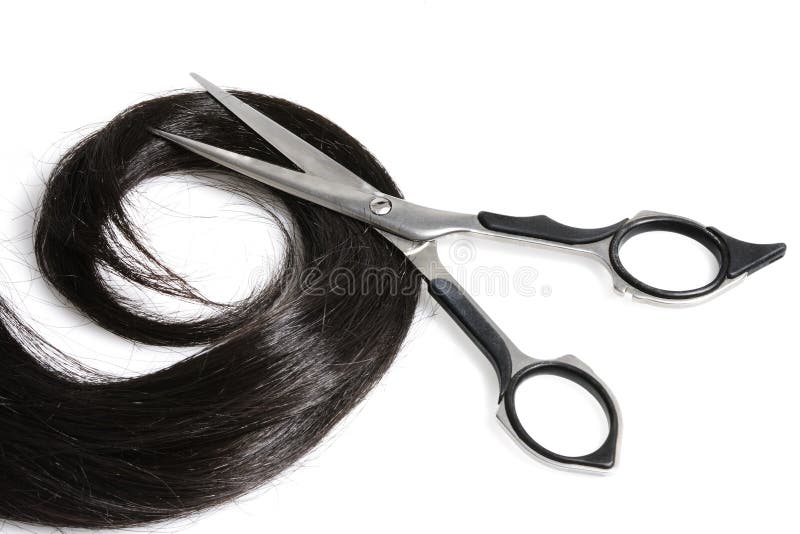 Schwarzes Haar und Scheren stockfoto. Bild von haar, friseur - 3904064