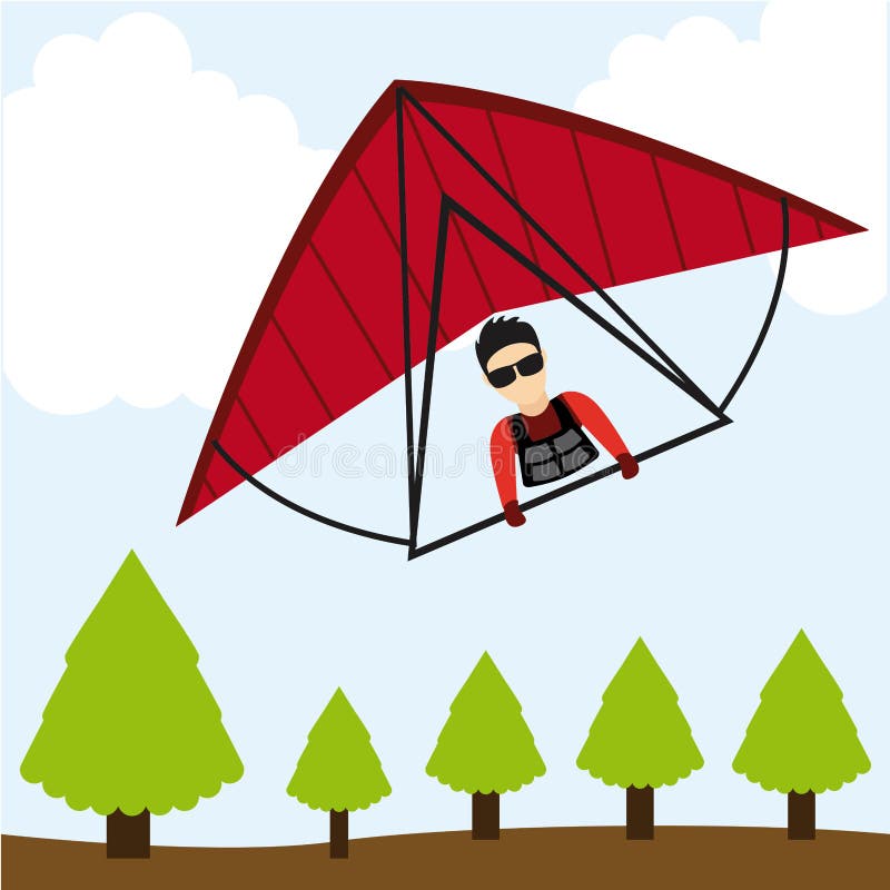 Schwebender Gleitschirm vektor abbildung. Illustration von ...