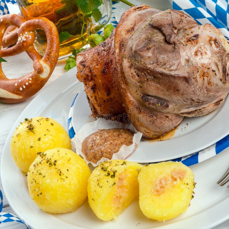 Schweinshaxe - Pork Knuckle on Bavarian Stock Photo - Image of knuckle ...