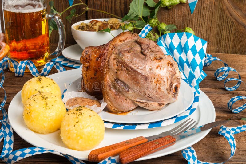 Schweinshaxe - Pork Knuckle on Bavarian Stock Image - Image of eisbein ...