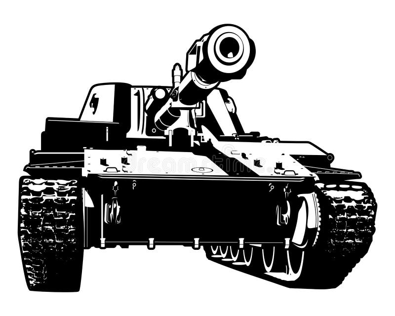 Der Schwere Panzer Wird Mit Tinte Gemalt Vektor Abbildung ...