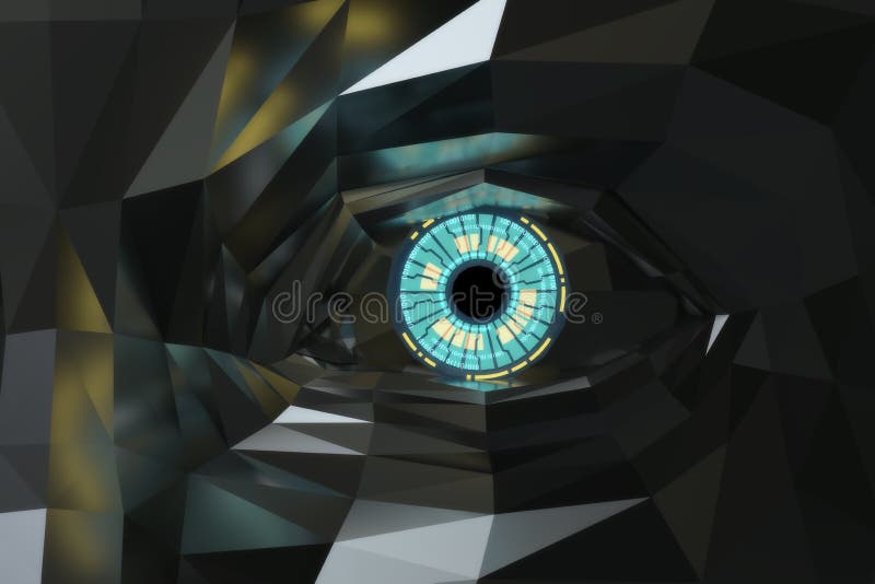 Sci-fi Artificial Eye Metallic Polygon Stock Illustration ...
