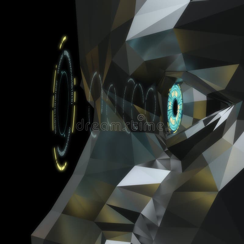 Sci-fi Artificial Eye Metallic Polygon Stock Illustration ...