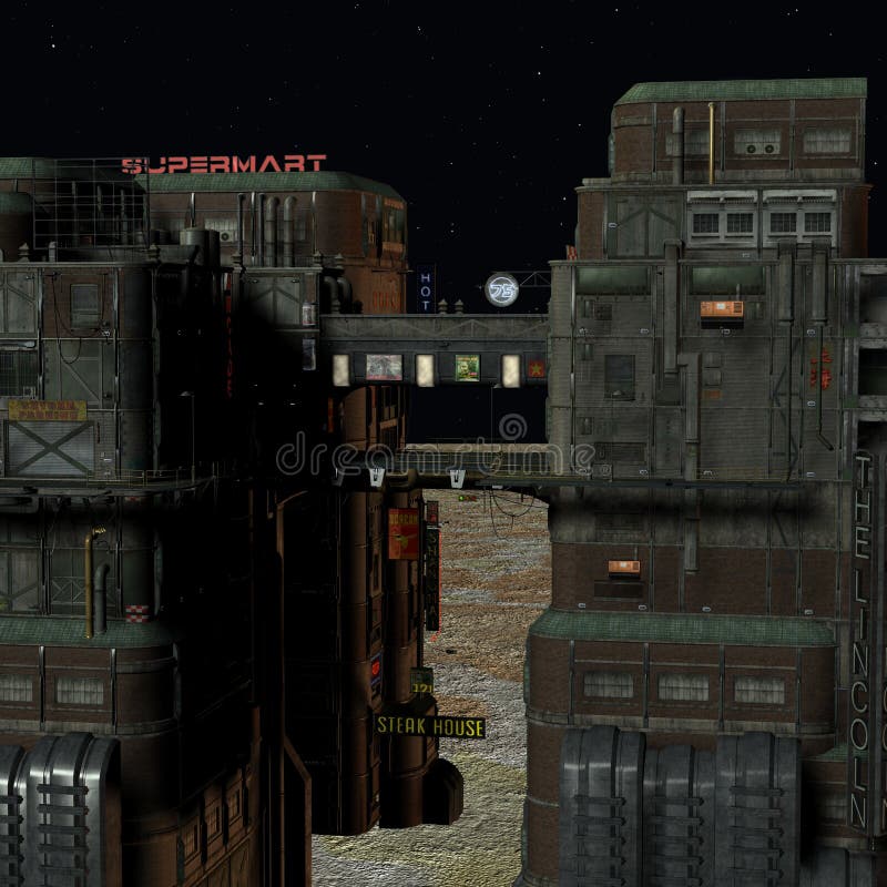 Sci-Fi Background stock illustration. Illustration of building - 13096992