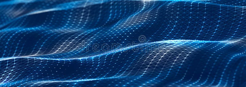 Sci-fi Background. Digital Wave with Many Particles. Big Data ...