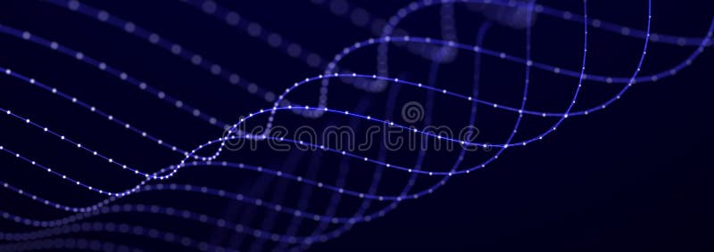 Sci-fi Background. Digital Wave with Many Particles. Big Data ...