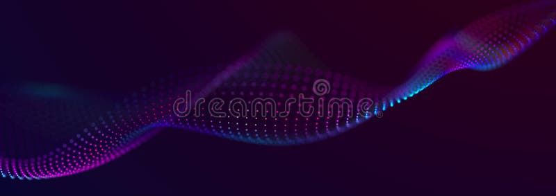 Sci-fi Background. Digital Wave with Many Particles. Big Data ...