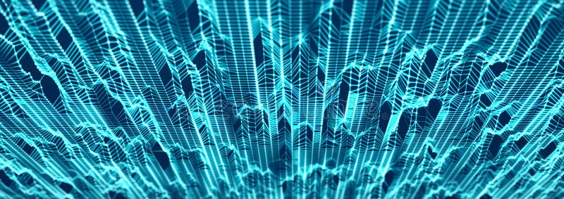 Sci-fi Background. Digital Wave with Many Particles. Template for ...