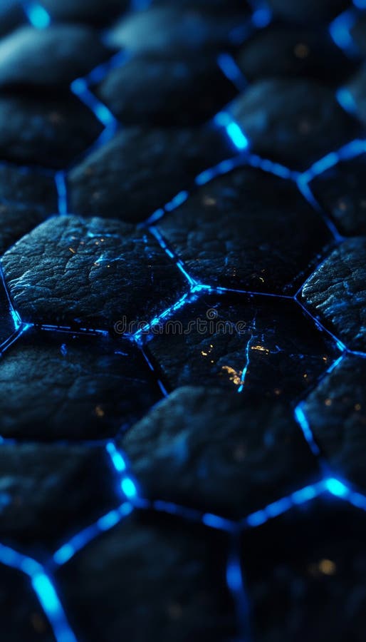 Sci-Fi Background, Neon Blue Hexagonal Pattern on a Black Backdrop ...