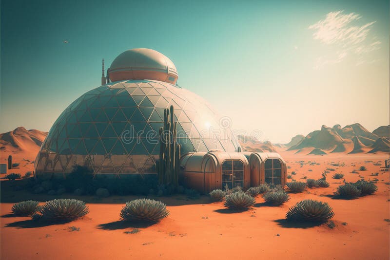 Science Fiction Base on Mars Stock Illustration - Illustration of base ...