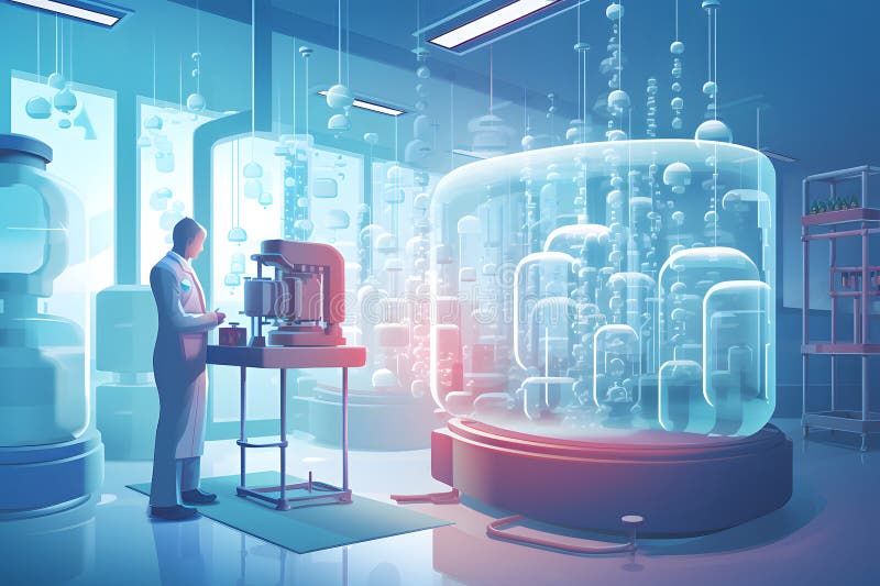 Sci-Fi Biotech Laboratory Scene Stock Illustration - Illustration of ...