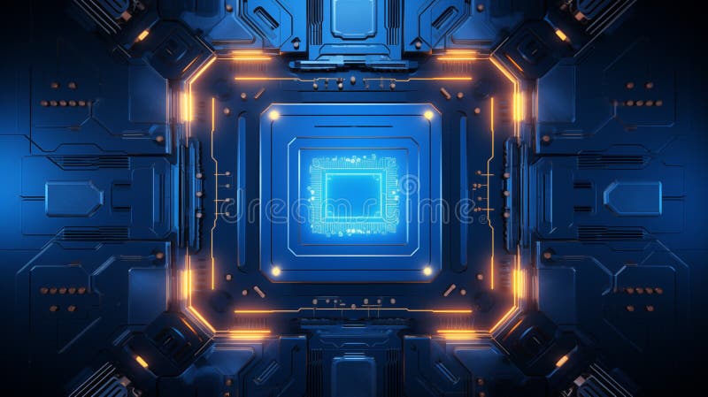 Sci-fi Blue Circuit Pathway Ai Generated Image Background Stock Image ...