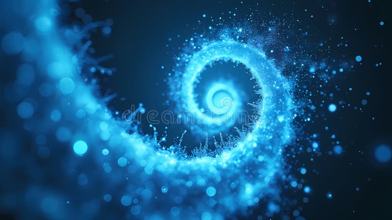 Sci-Fi Blue Energy Waves with Scattered Bright Particles Stock Image ...