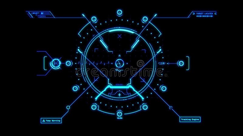 Blue Spaceship Weapon and Radar HUD Display Graphic Element Stock ...