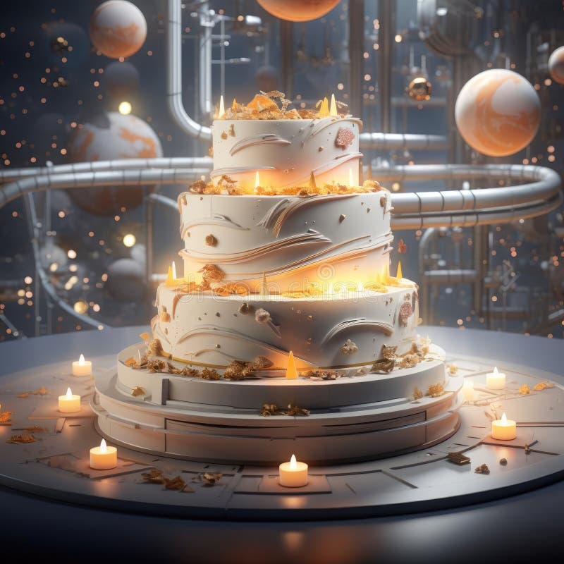 Sci-fi cake stock illustration. Illustration of stars - 283240061