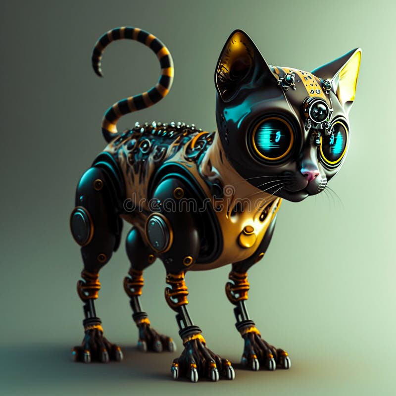 Sci-fi Cat - Ai generated stock illustration. Illustration of battery ...
