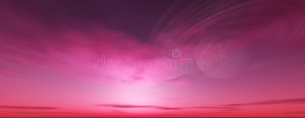 Sci-fi Colorful Cloudscape Sky Background with Alien Planet. 3d ...