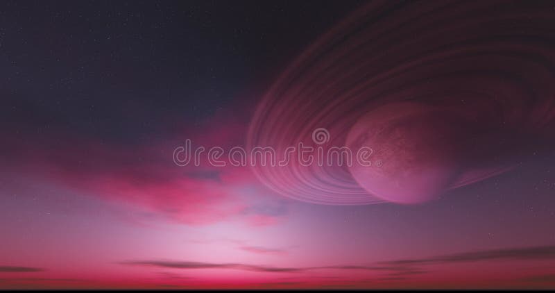 Sci-fi Colorful Cloudscape Sky Background with Alien Planet. 3d ...