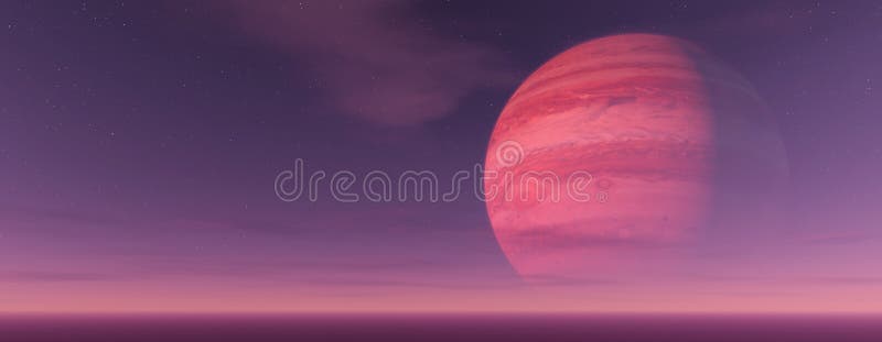 Sci-fi Colorful Cloudscape Sky Background with Jupiter Planet. 3d ...