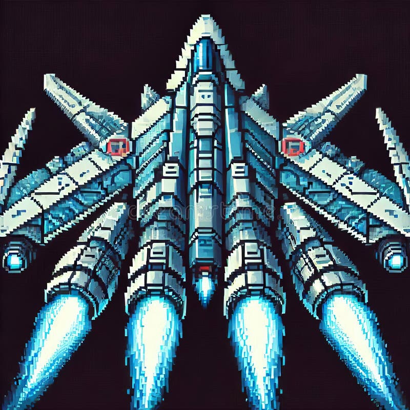 Sci-Fi Combat Starship stock illustration. Illustration of 8bit - 360230343
