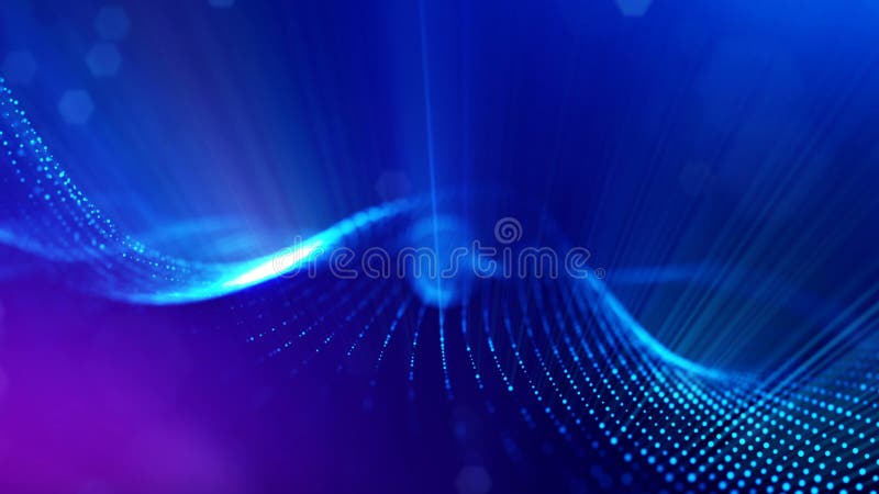 Sci-fi Composition with Oscillating Luminous Particles. 4k Science ...