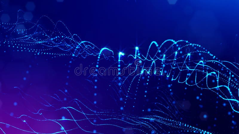 Sci-fi Composition with Oscillating Luminous Particles. 4k Science ...