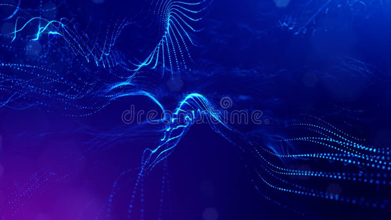 Sci-fi Composition with Oscillating Luminous Particles. 4k Science ...