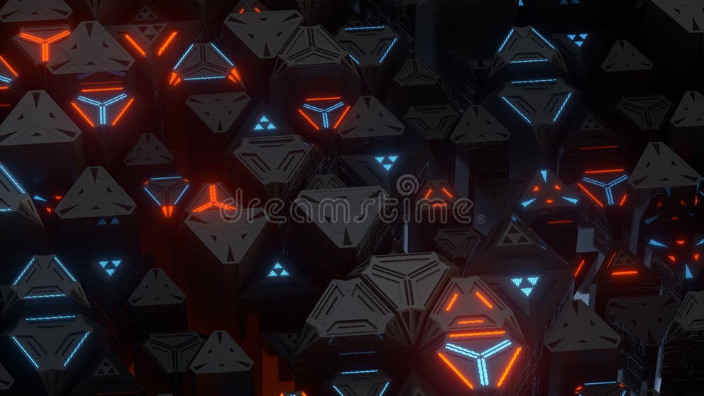 Sci-fi Composition of Triangular Shapes 3D Render Illustration Stock ...