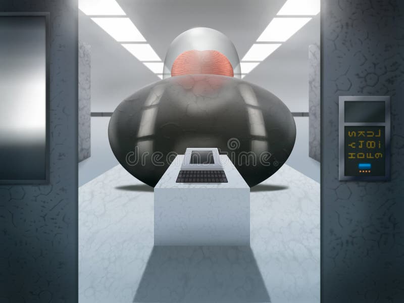 Sci-Fi Computer Room - Digital Illustration Stock Illustration ...