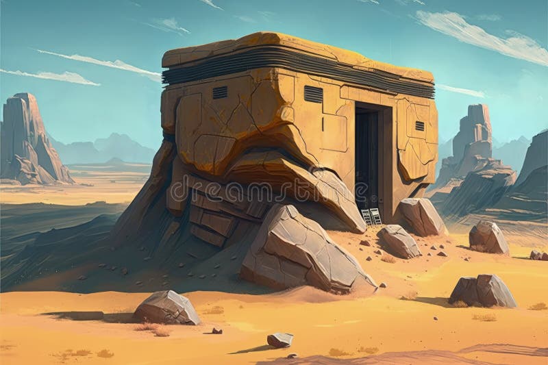 Sci-fi Construction in a Desert Landscape Stock Illustration ...
