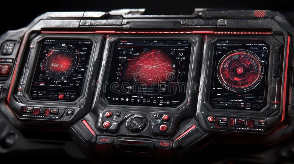 Sci-Fi Control Panel Interface Design Stock Illustration - Illustration ...