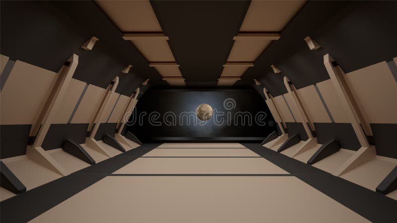 Sci-Fi Corridor Interior Design.3D Render Stock Illustration ...