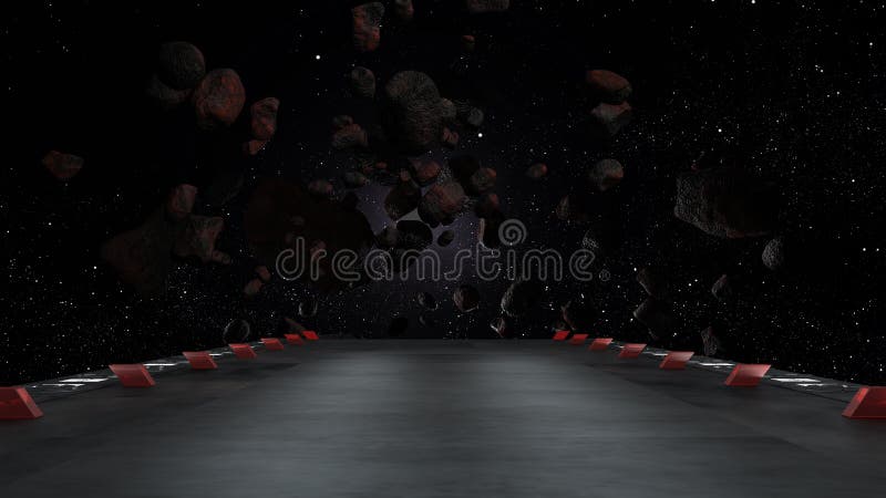 Sci Fi Corridor with View of Space Galaxy Stock Illustration ...