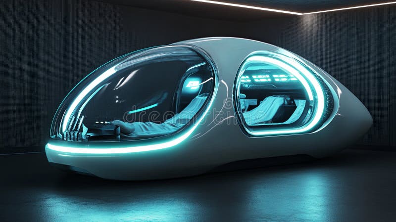Sci-fi Cryo Station, Sleek Glowing Pod . Stock Photo - Image of tunnel ...